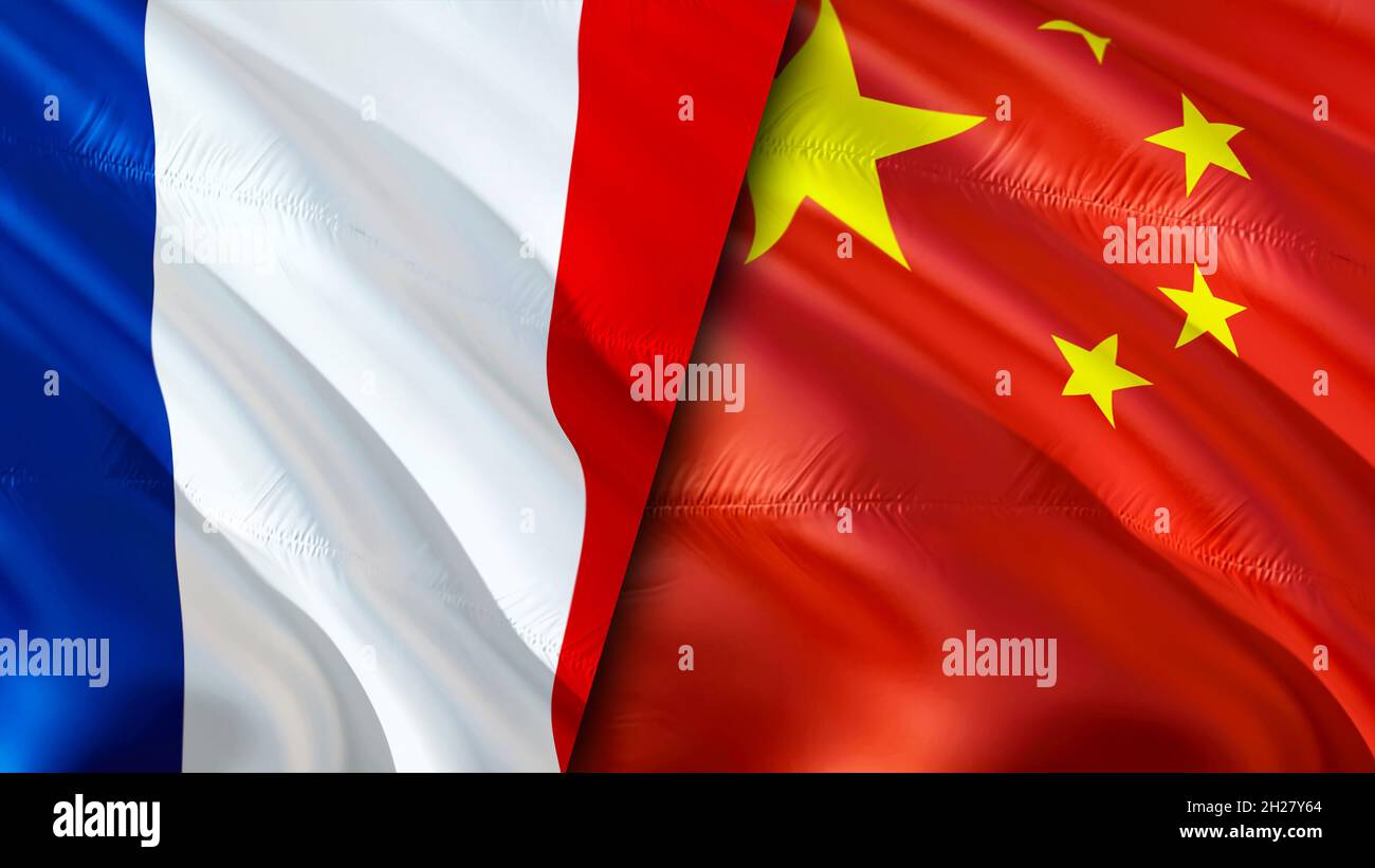 France and China flags. 3D Waving flag design. France China flag ...