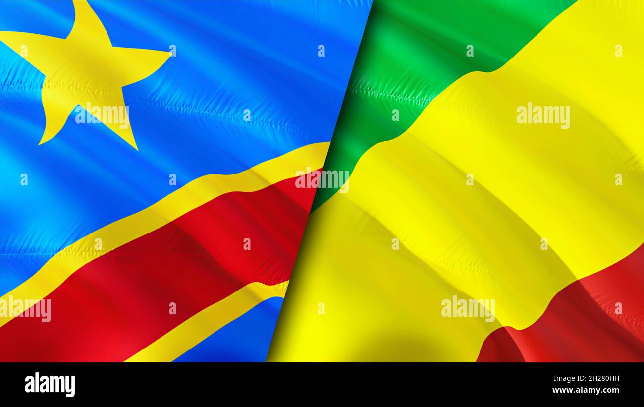 DR Congo and Congo flags. 3D Waving flag design. Congo DR Congo flag ...