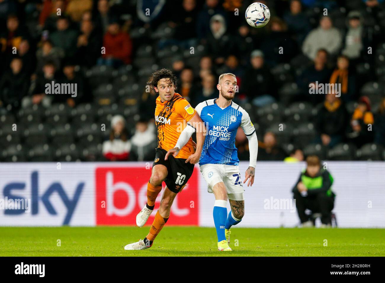 George Honeyman #10 of Hull City and Joe Ward #23 of Peterborough ...