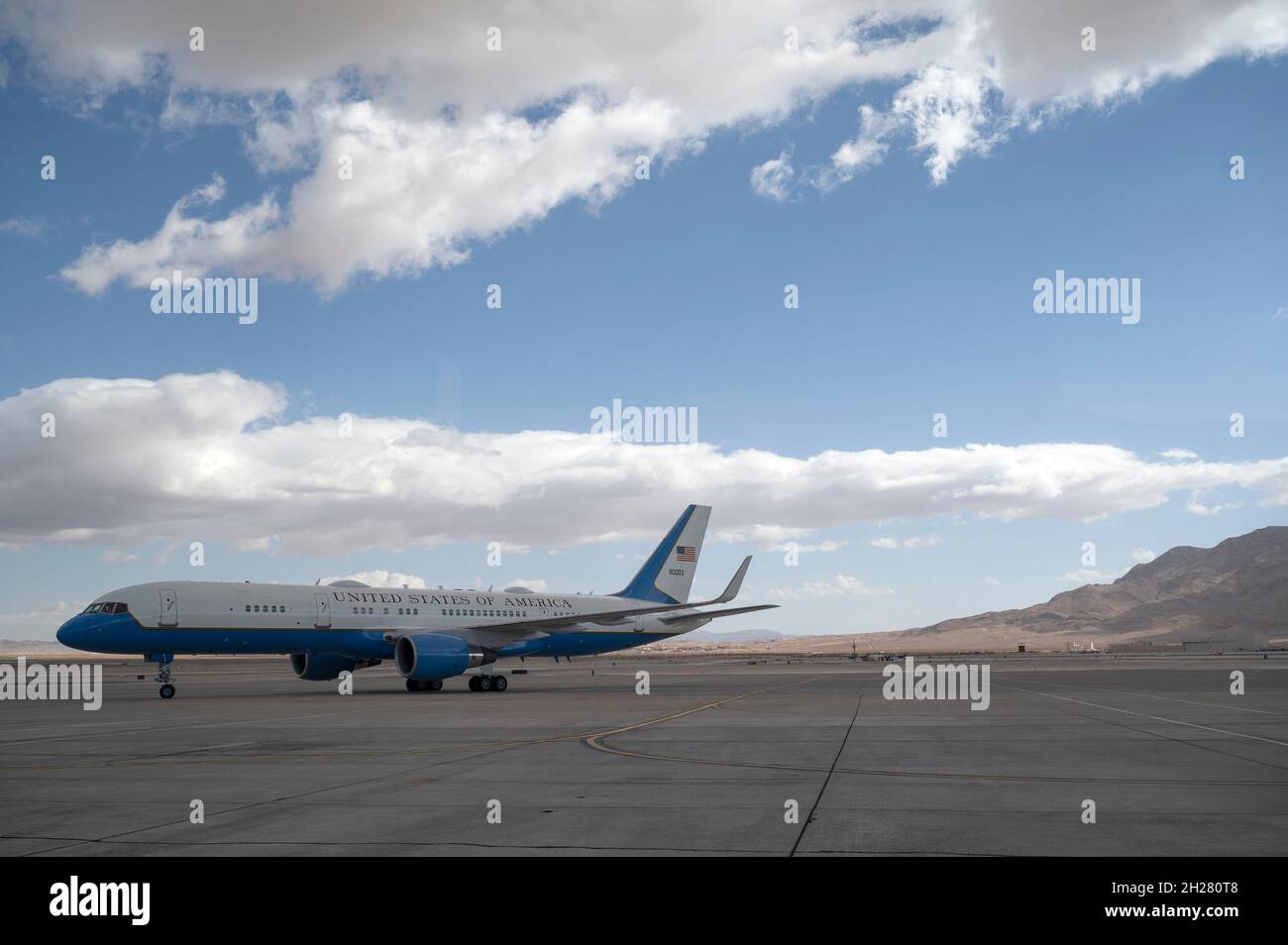 Air Force Two lands at Nellis Air Force Base in Las Vegas, Nevada, U.S ...
