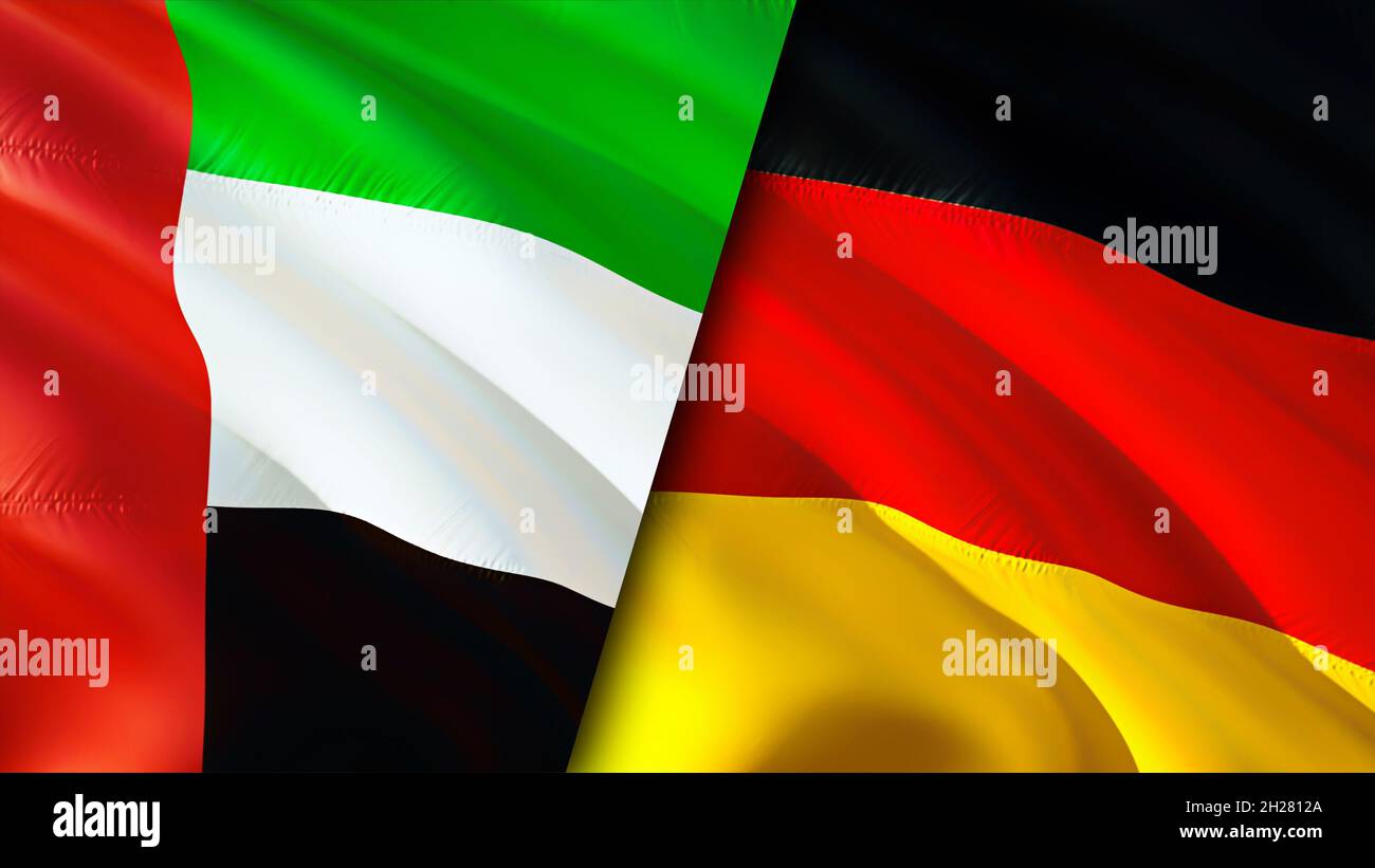 Emirates and Germany flags. 3D Waving flag design. Germany United Arab ...
