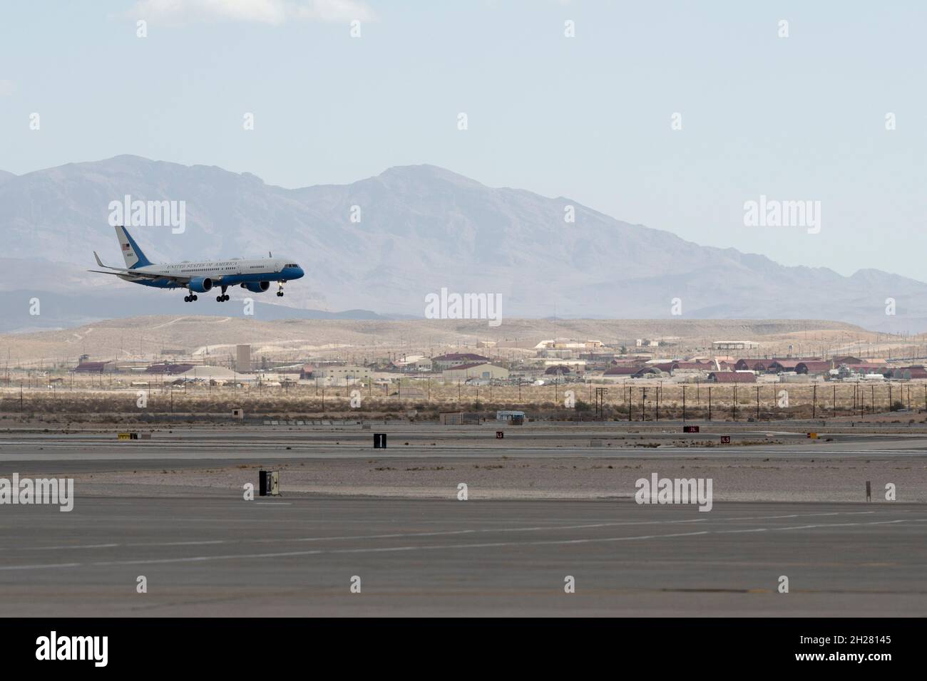 Air Force Two lands at Nellis Air Force Base in Las Vegas, Nevada, U.S ...