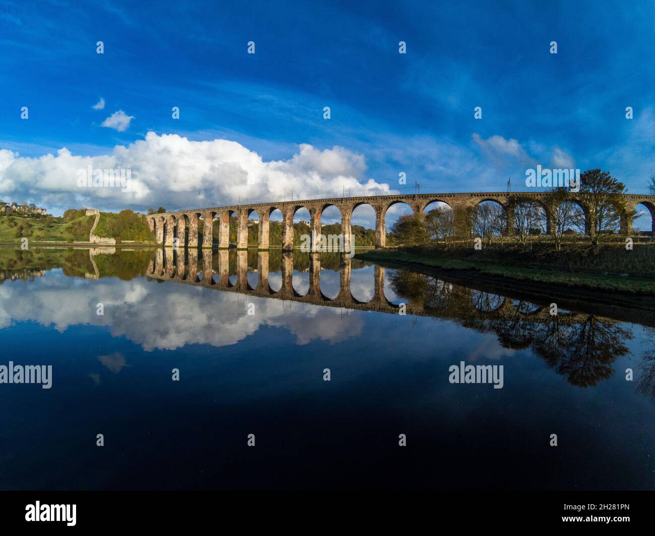 The Royal Border Bridge, carrying the main east coast line between ...