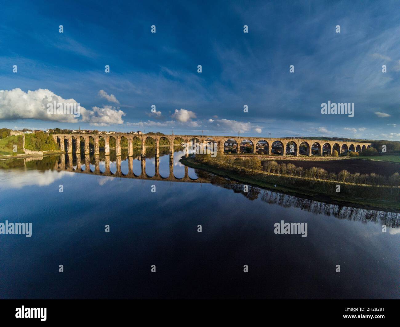 The Royal Border Bridge, carrying the main east coast line between ...