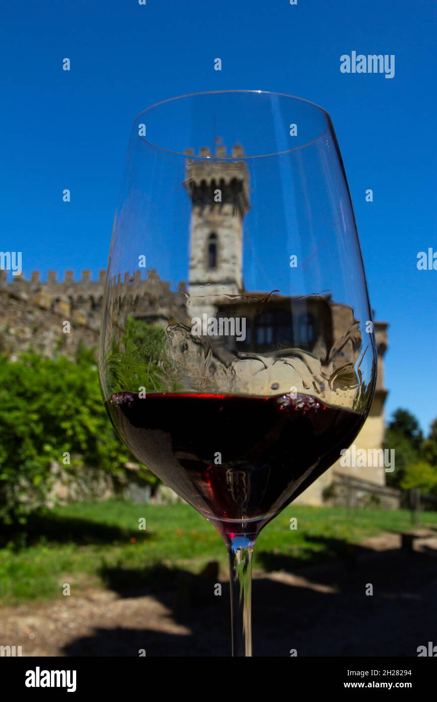 Red wine glass on a castle background Stock Photo - Alamy