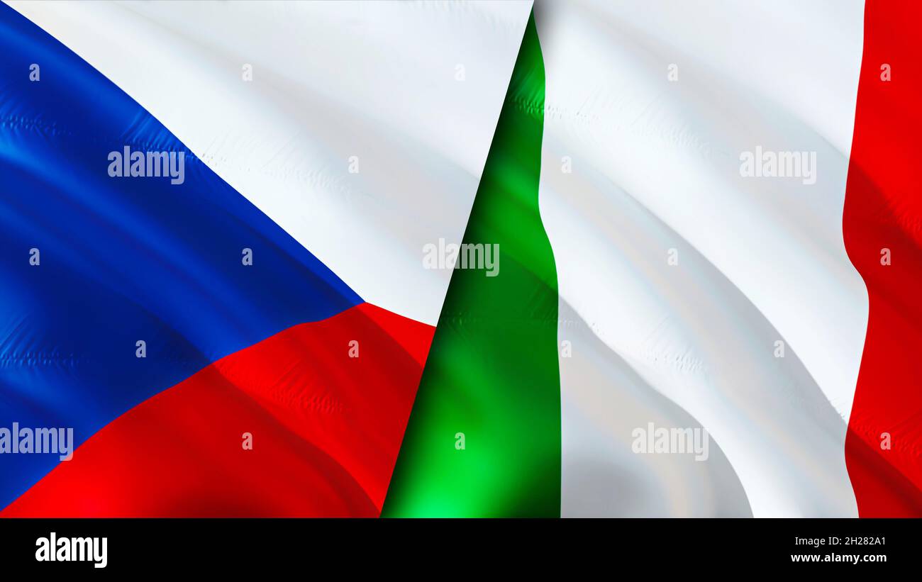 Czech and Italy flags. 3D Waving flag design. Italy Czechia flag ...