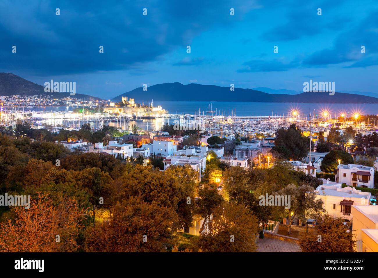 Wide angle photo of Bodrum city center Stock Photo - Alamy