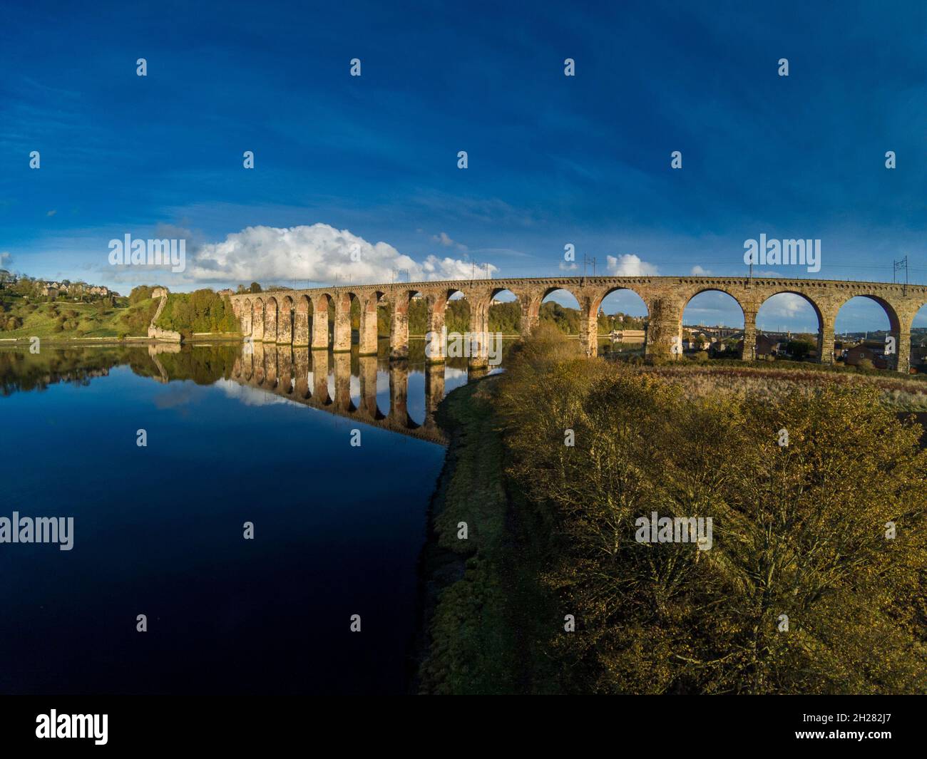 The Royal Border Bridge, carrying the main east coast line between ...