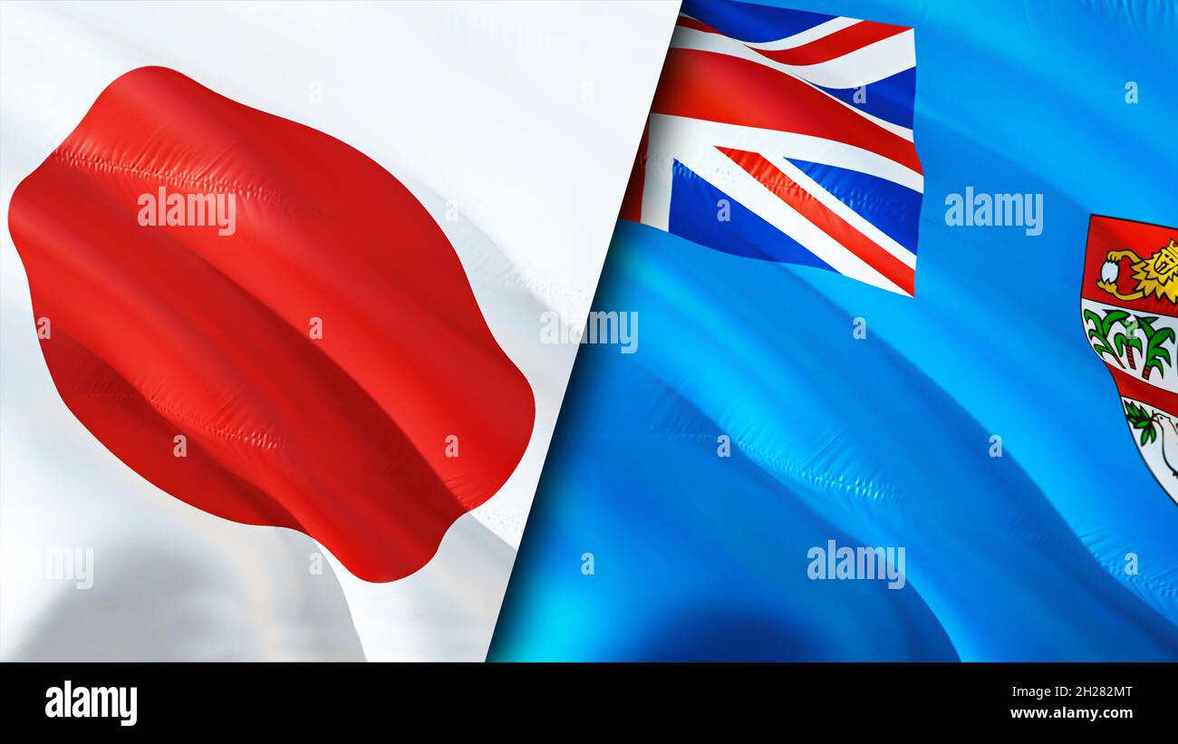 Japan and Fiji flags. 3D Waving flag design. Japan Fiji flag, picture ...