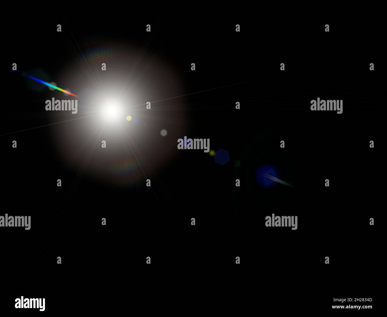 Optical lens flare on black background Stock Photo - Alamy