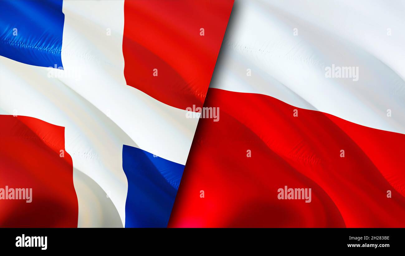 Dominicana and Poland flags. 3D Waving flag design. Poland Dominican ...