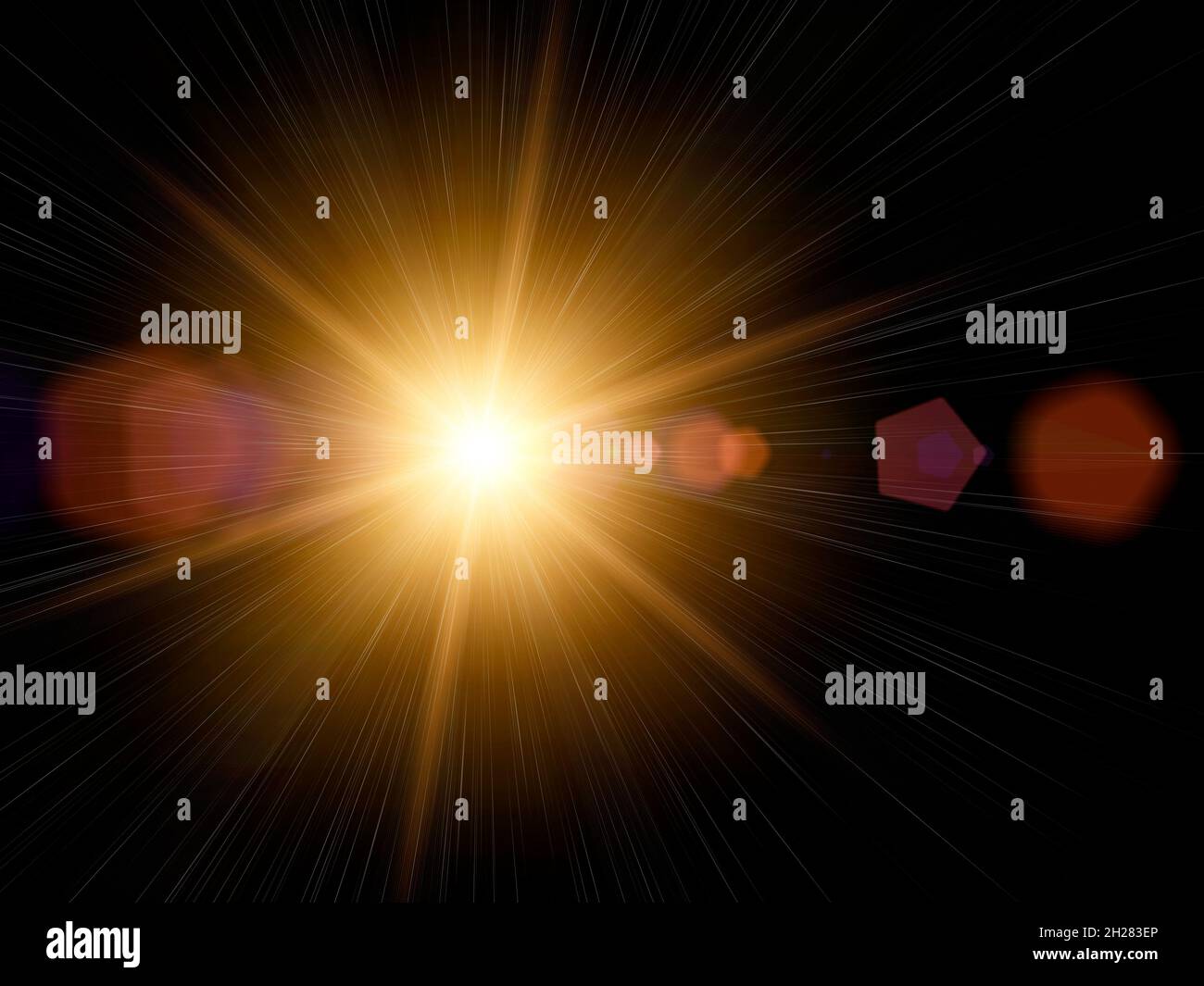 Optical lens flare on black background Stock Photo - Alamy