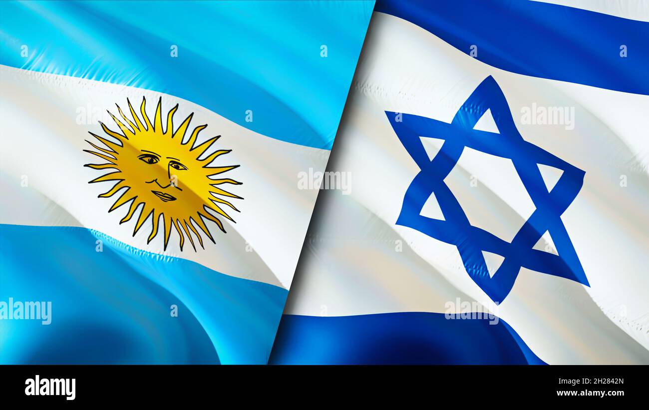 Argentina and Israel flags. 3D Waving flag design. Argentina Israel ...