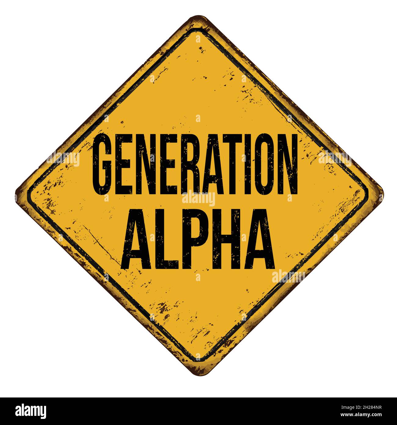 Generation alpha vintage rusty metal sign on a white background, vector ...