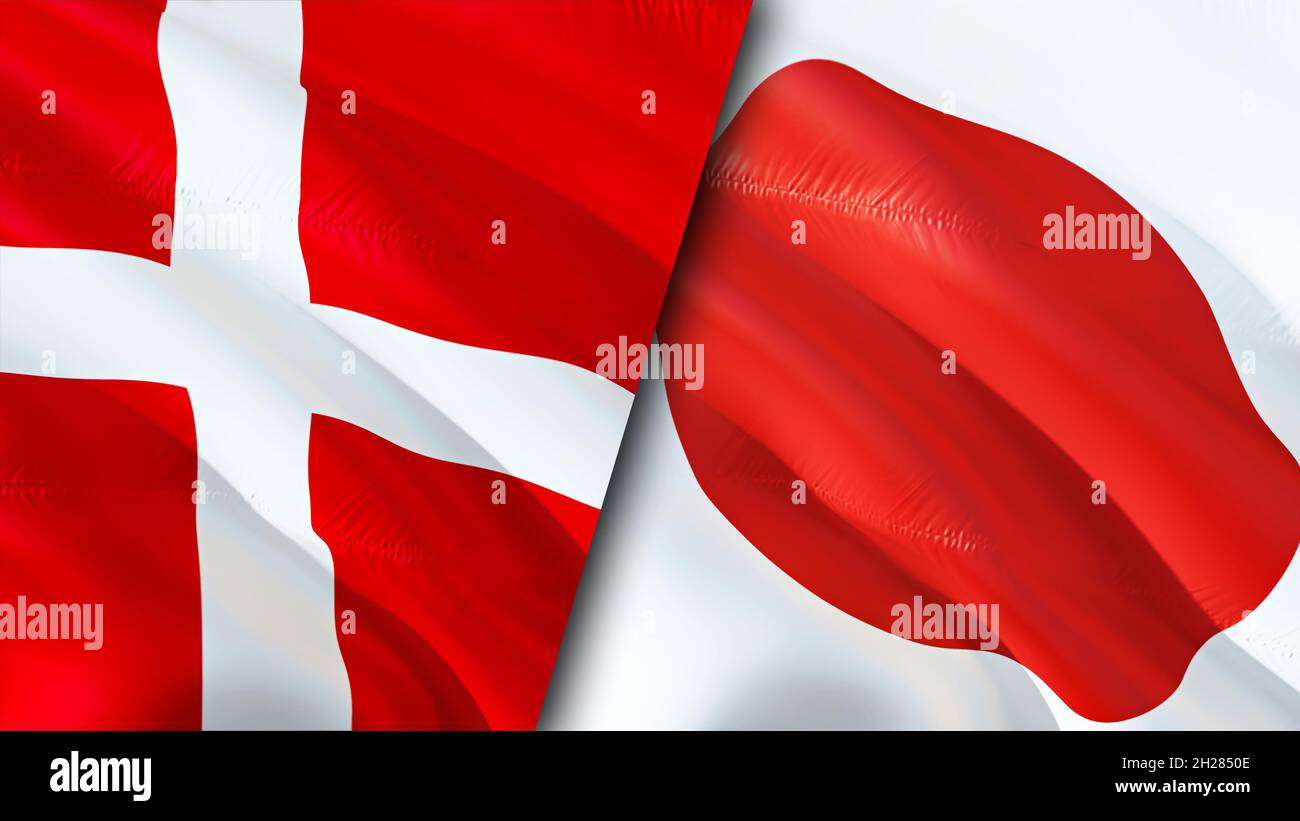 Denmark and Japan flags. 3D Waving flag design. Japan Denmark flag ...