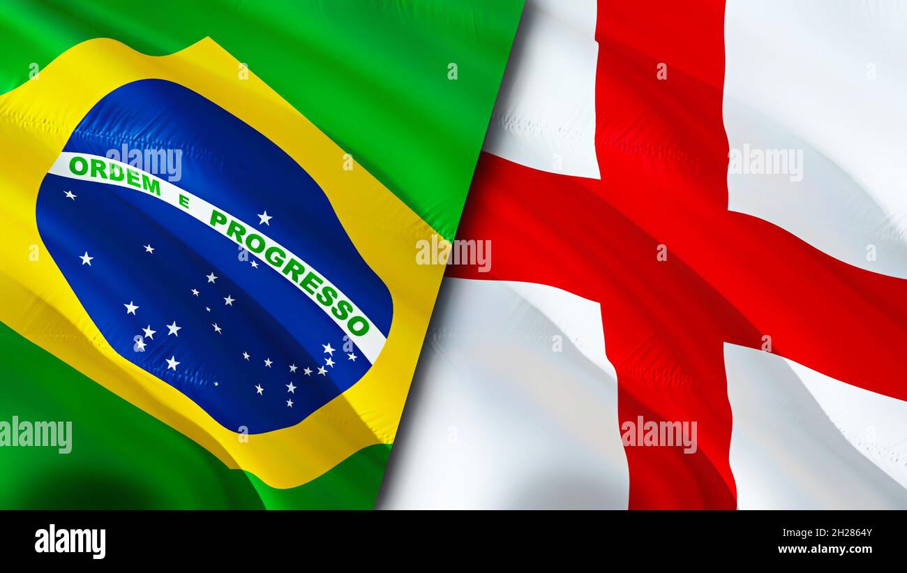 Brazil and England flags. 3D Waving flag design. Brazil England flag ...