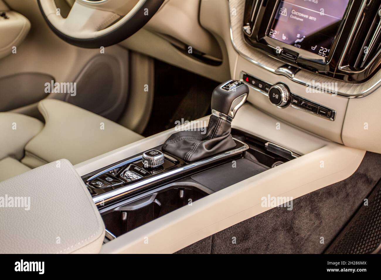 Modern automatic gearbox. Close up of the gearbox transmission handle ...