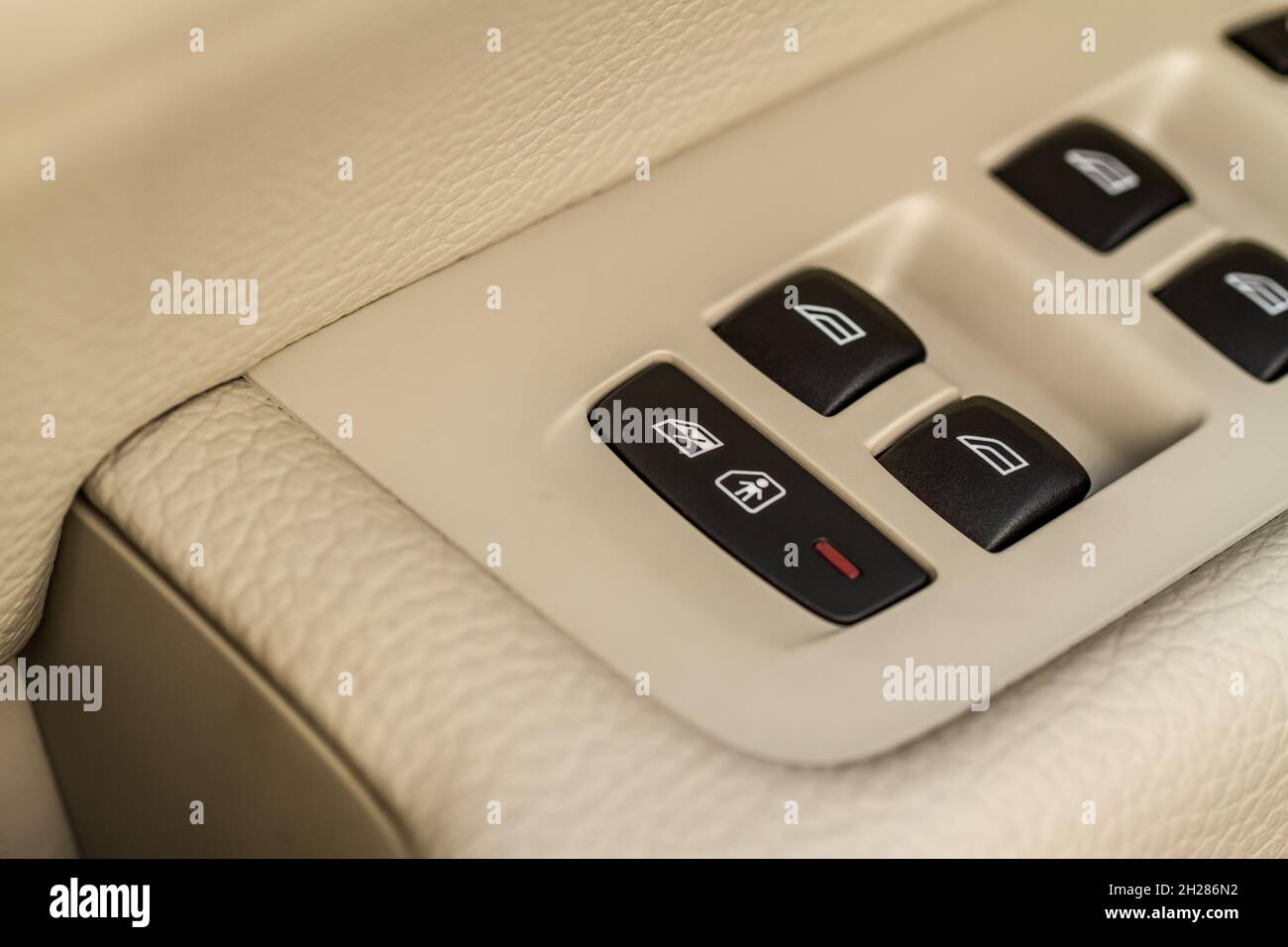 Car door handle with lock window control button. Automatic car window ...