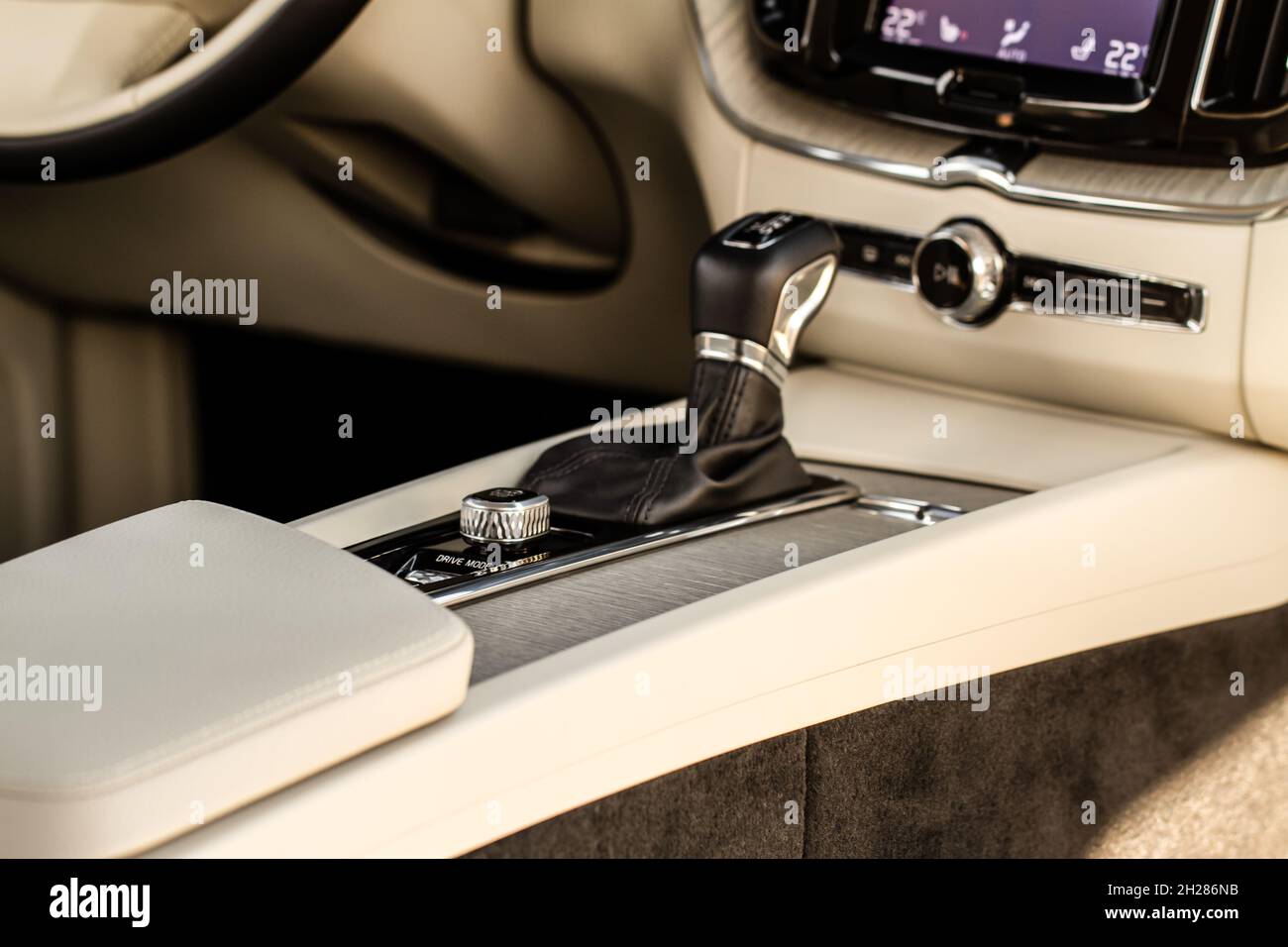 Modern automatic gearbox. Close up of the gearbox transmission handle ...