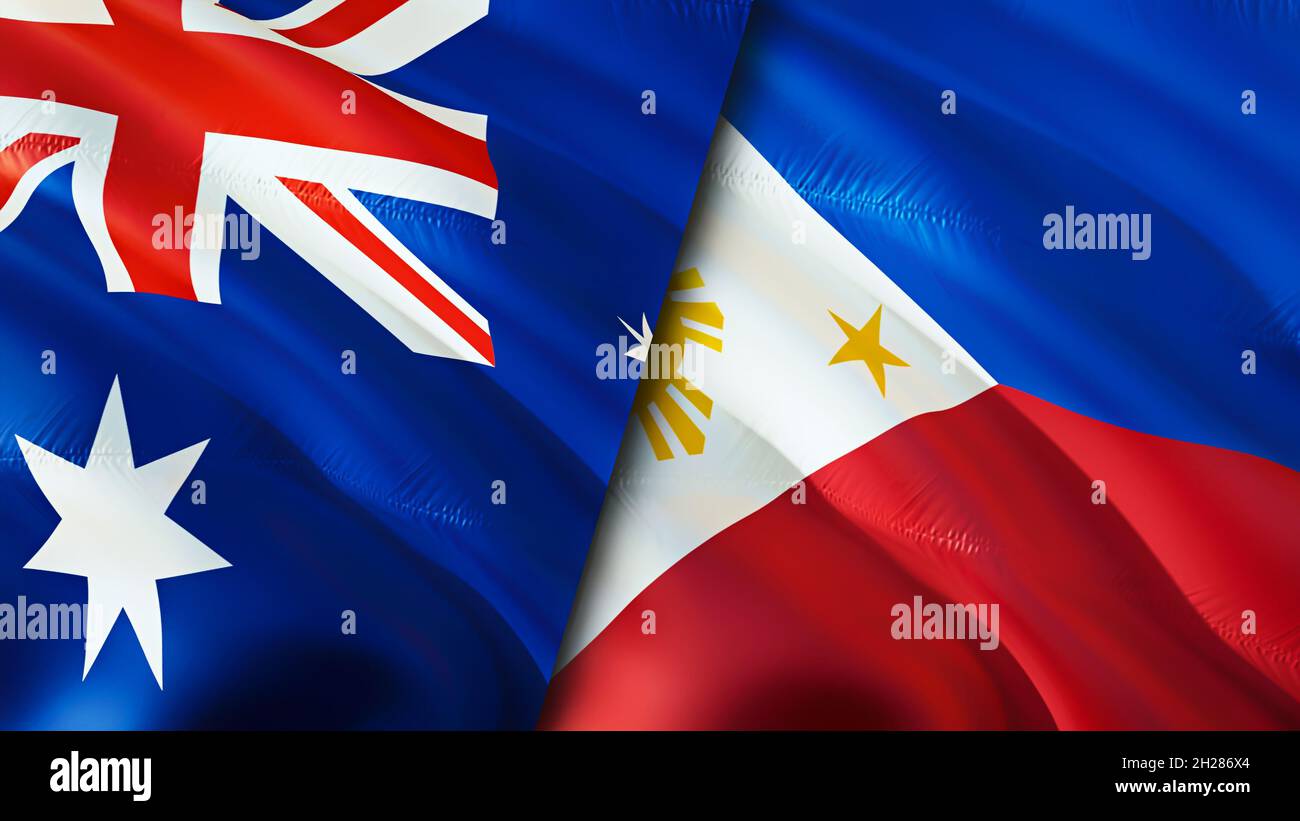 Australia and Philippines flags. 3D Waving flag design. Australia ...