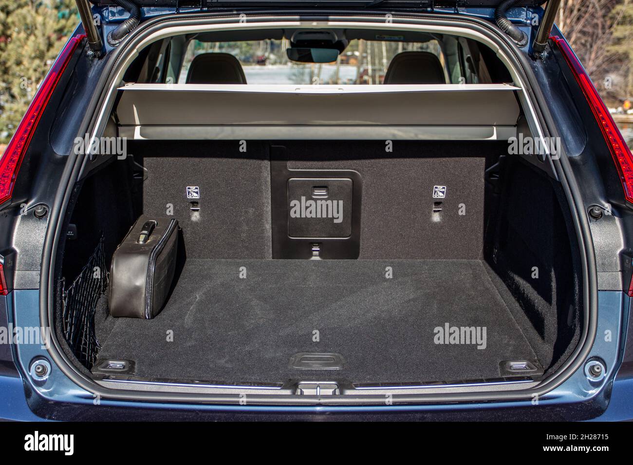 Huge, clean and empty car trunk in interior of a modern compact suv ...