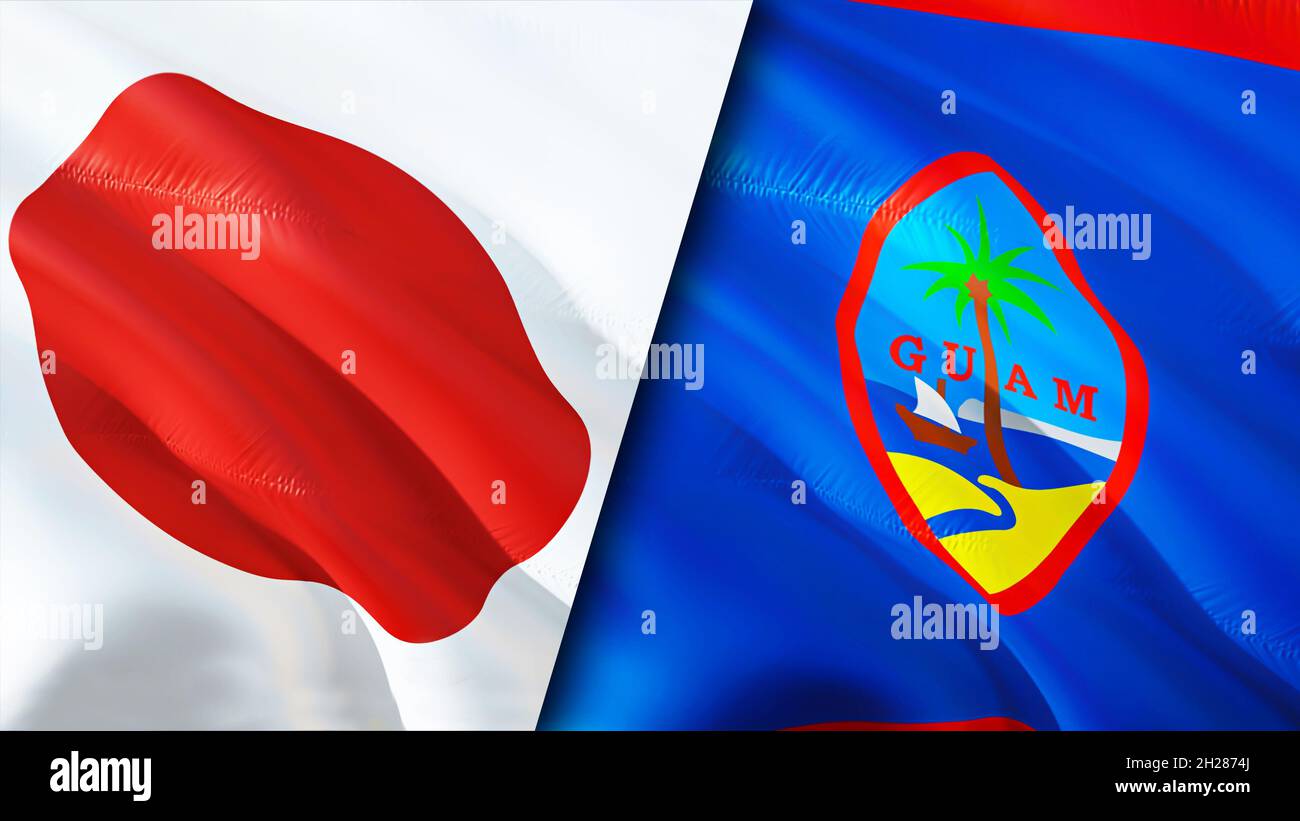 Japan and Guam flags. 3D Waving flag design. Japan Guam flag, picture ...