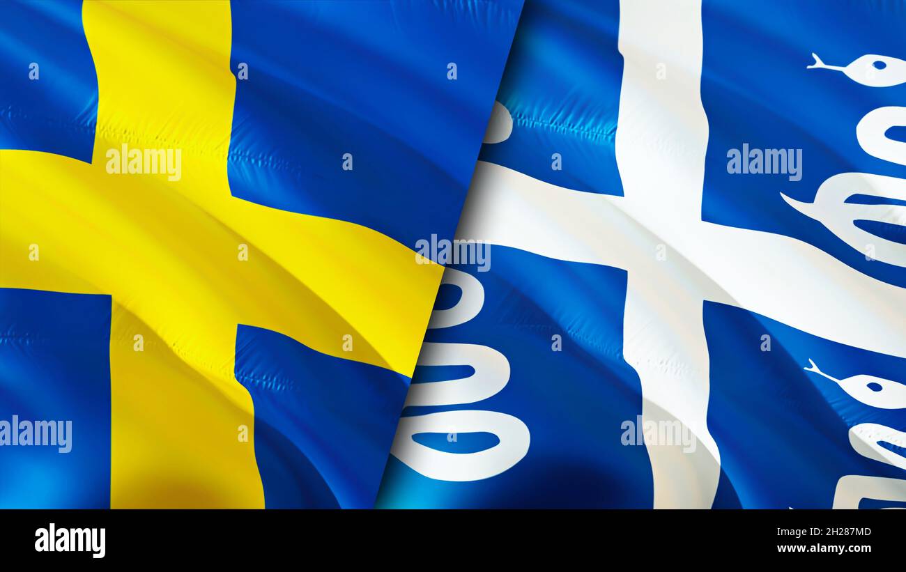 Sweden and Martinique flags. 3D Waving flag design. Martinique Sweden ...