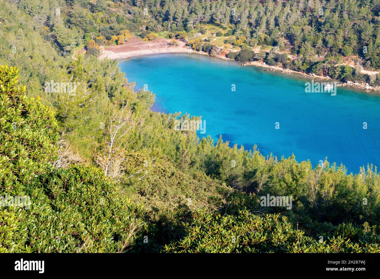Cennet bay with its cristal clear water in Turkbuku, Bodrum, Turkey ...