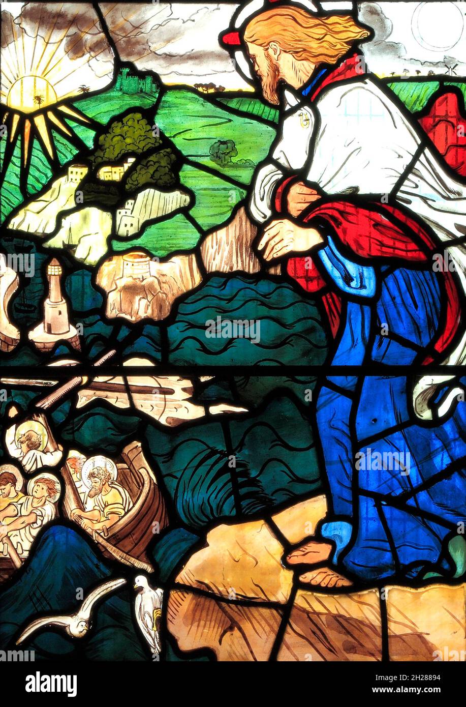 Christ on the Waves, stained glass window, by Ford Madox Brown, 1864 ...