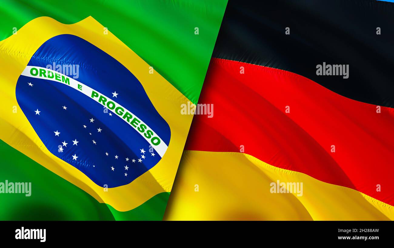 Brazil and Germany flags. 3D Waving flag design. Brazil Germany flag ...