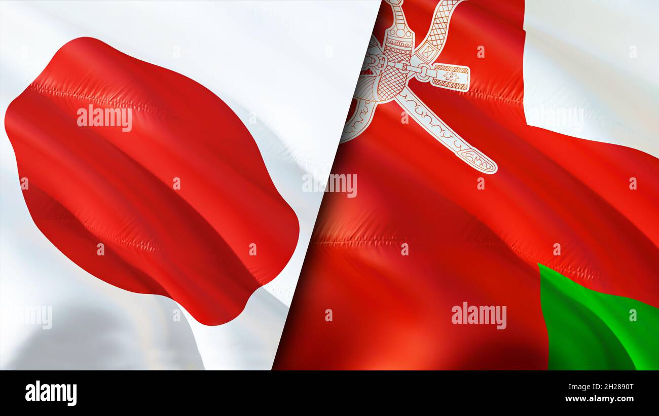 Japan and Oman flags. 3D Waving flag design. Japan Oman flag, picture ...