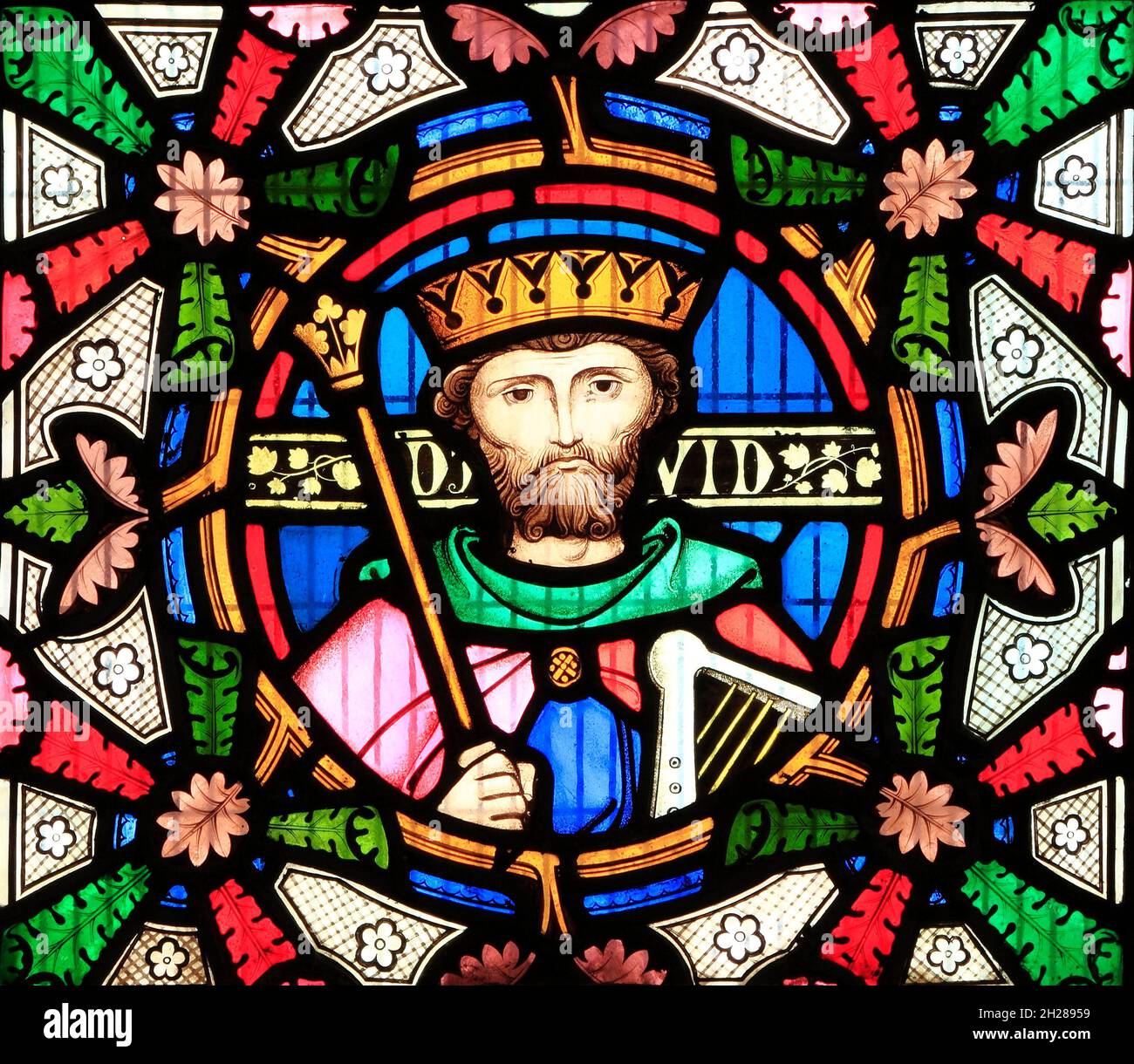 King David, detail from Story of Ruth, stained glass window, by Robert ...
