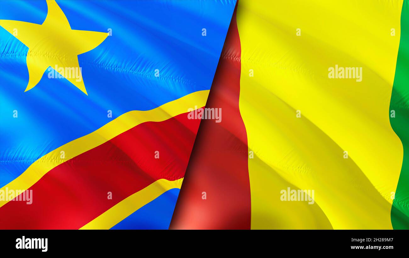 DR Congo and Guinea flags. 3D Waving flag design. Guinea DR Congo flag ...