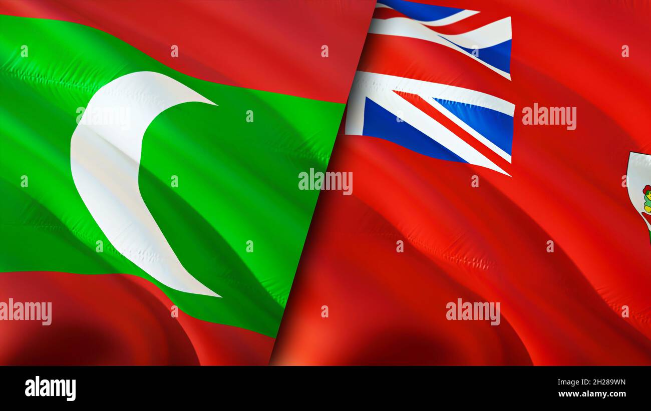 Maldives and Bermuda flags. 3D Waving flag design. Maldives Bermuda ...