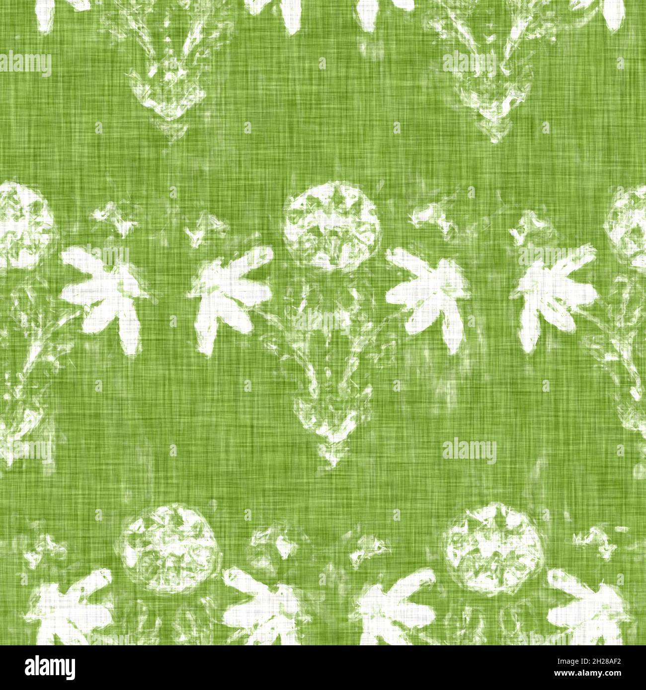 Hand drawn flower motif linen texture. Whimsical garden seamless ...