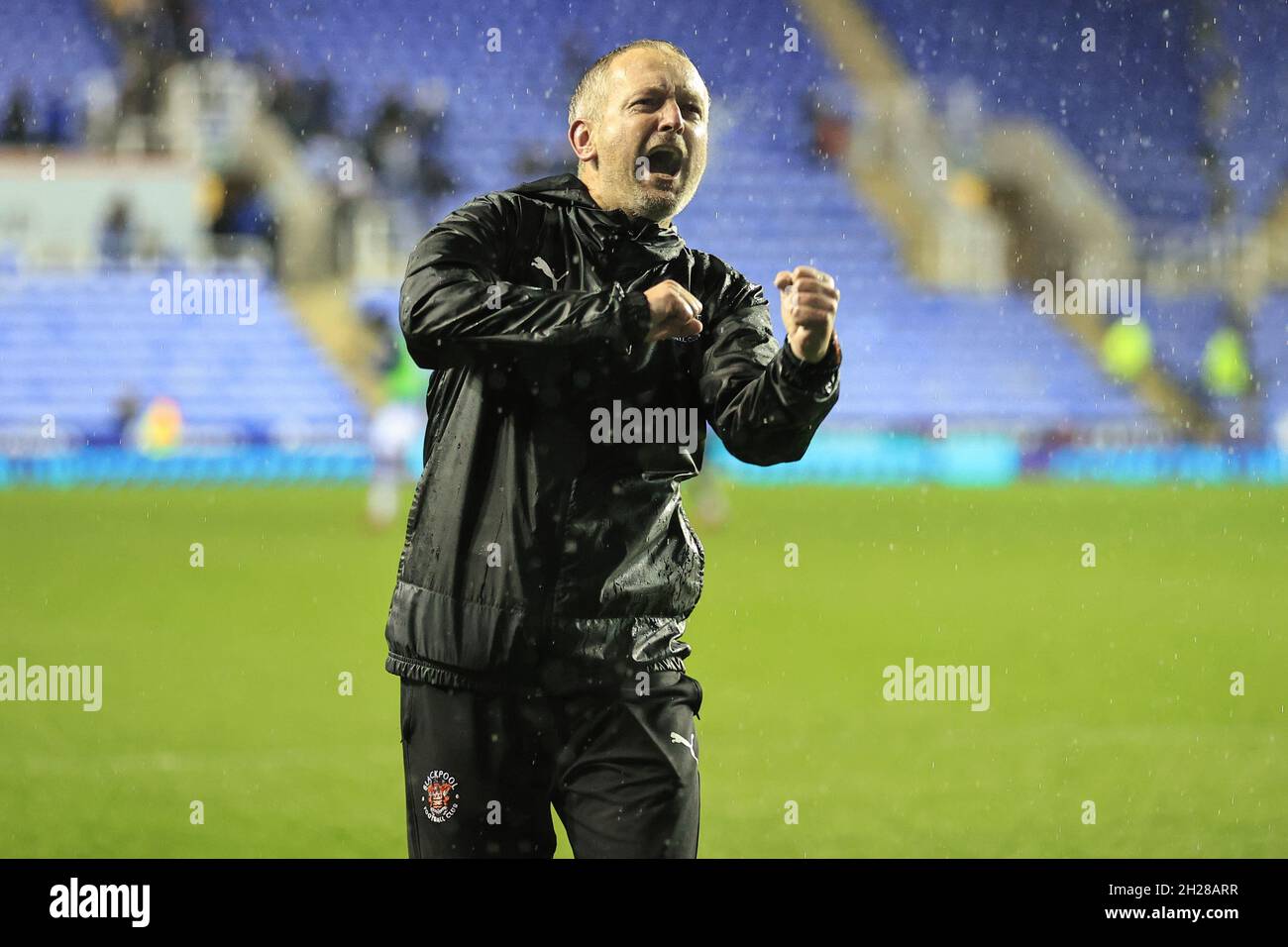 Neil Critchley Head Coach of Blackpool celebrates with the traveling ...