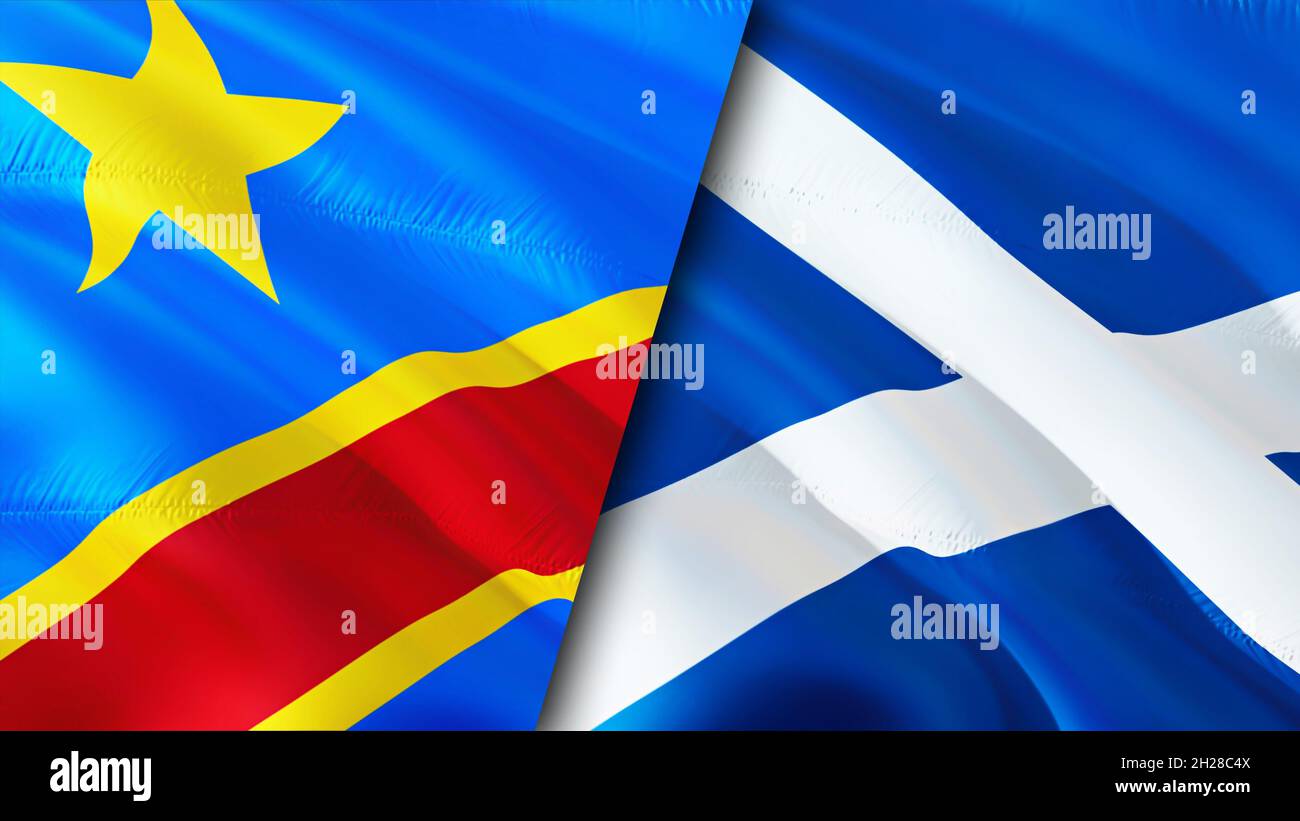 DR Congo and Scotland flags. 3D Waving flag design. Scotland DR Congo ...