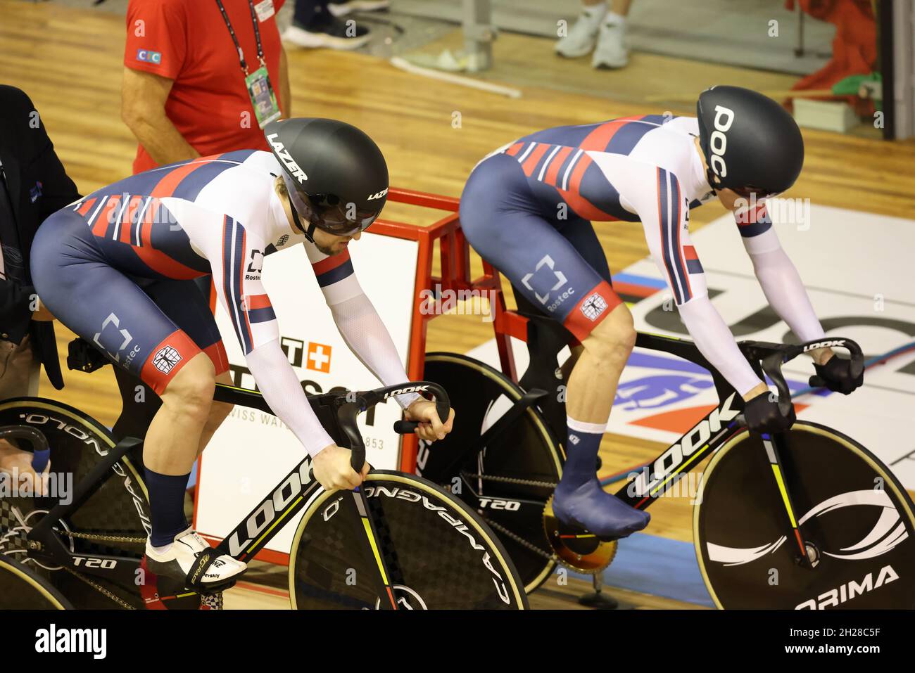 Roubaix, France, October 20, 2021, Team sprint Russia during the Tissot ...