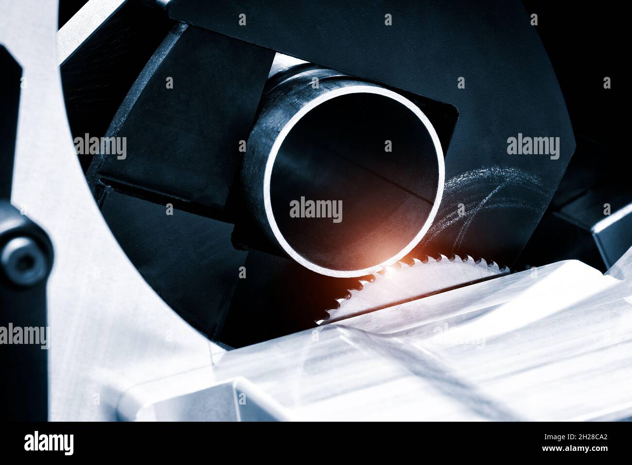 Industrial circular saw machine for metal close-up, industrial metal ...