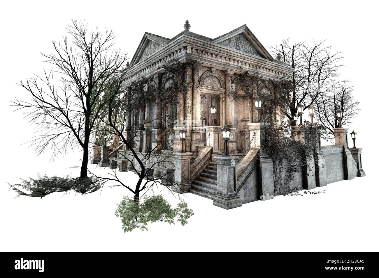 Academy Building Fantasy Architecture, 3D illustration, 3D rendering ...