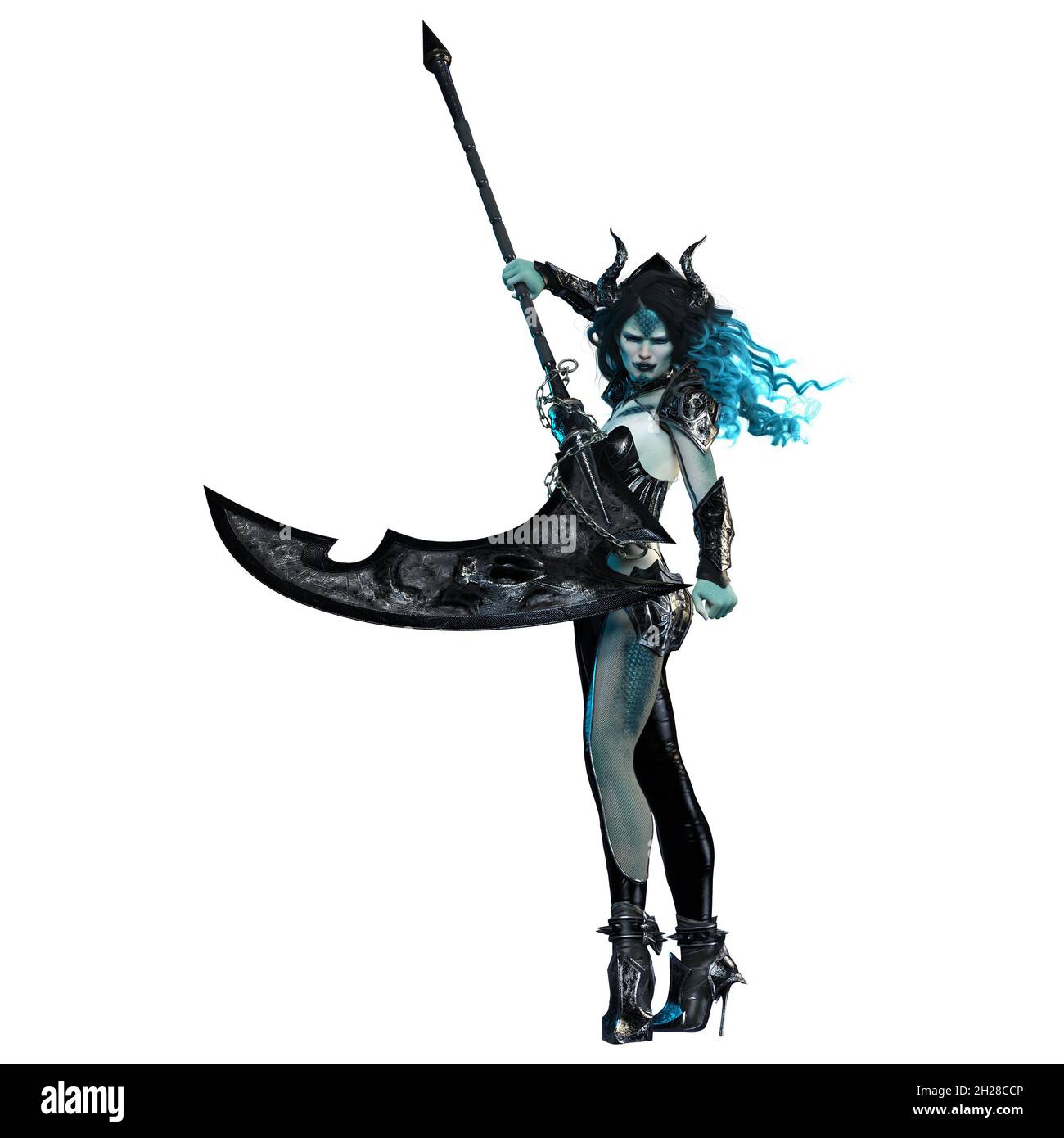 Urban Fantasy Reaper Woman, 3D Rendering, 3D Illustration Stock Photo ...