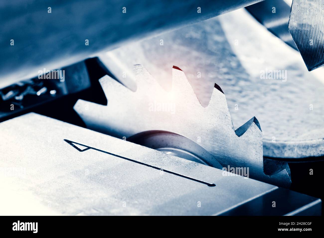 Industrial circular saw machine for metal close-up, industrial metal ...