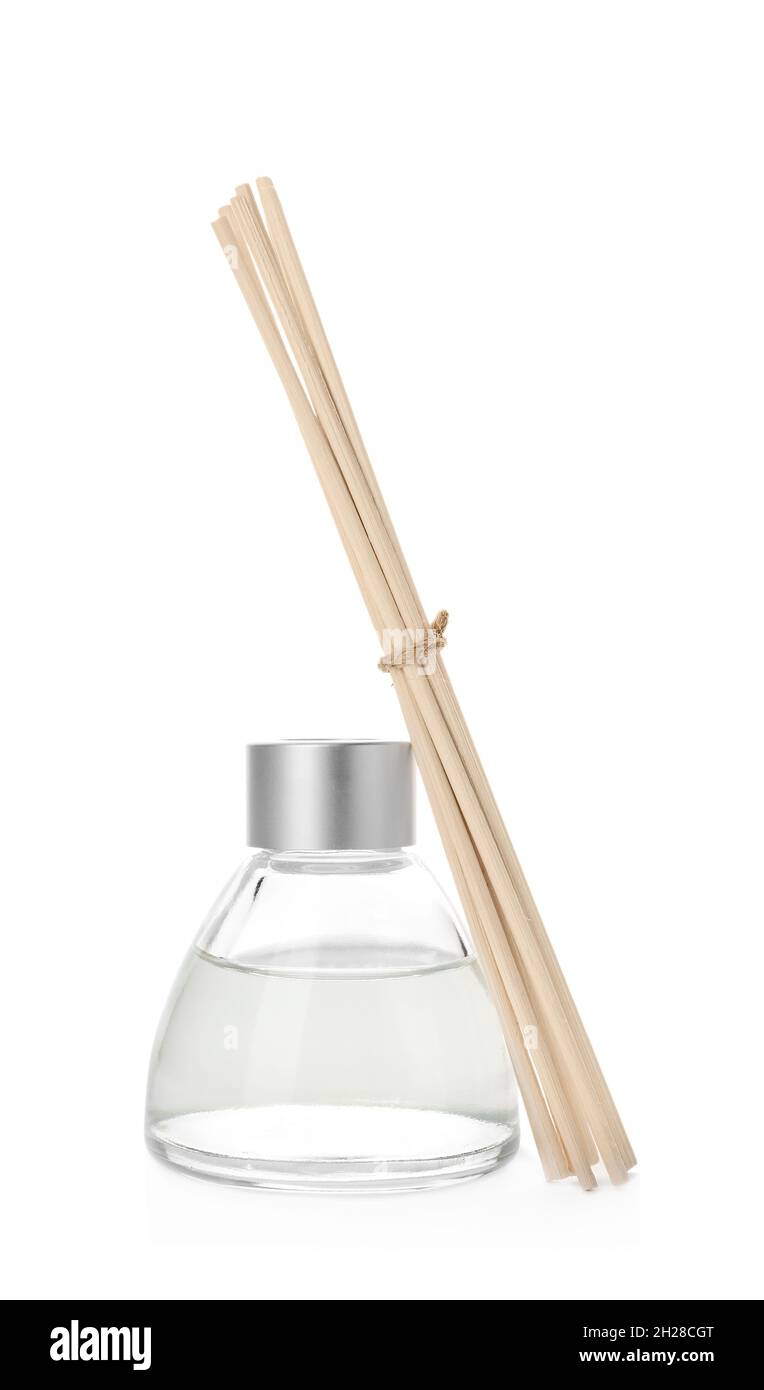 Aromatic reed freshener on white background Stock Photo - Alamy
