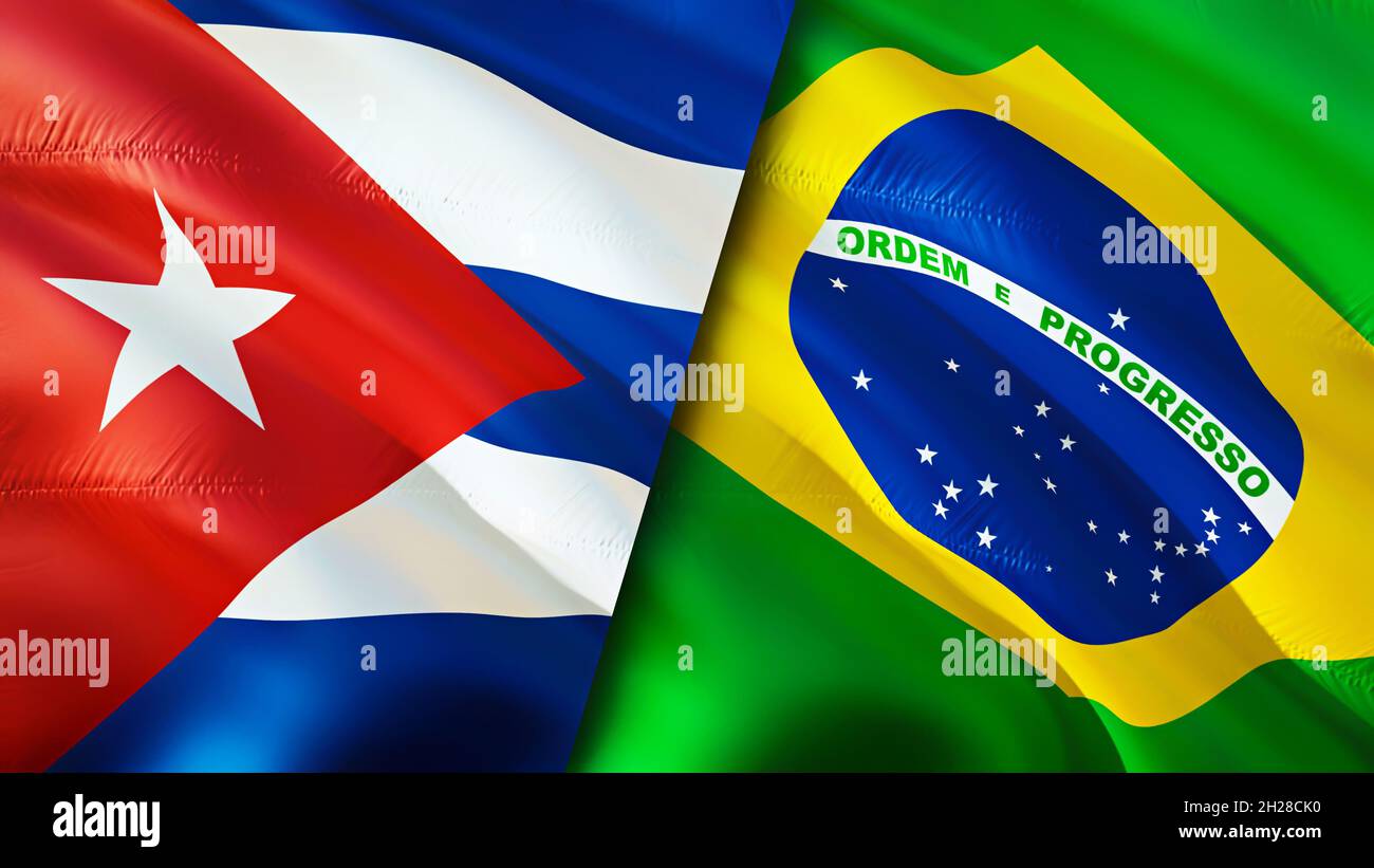 Cuba and Brazil flags. 3D Waving flag design. Cuba Brazil flag, picture ...