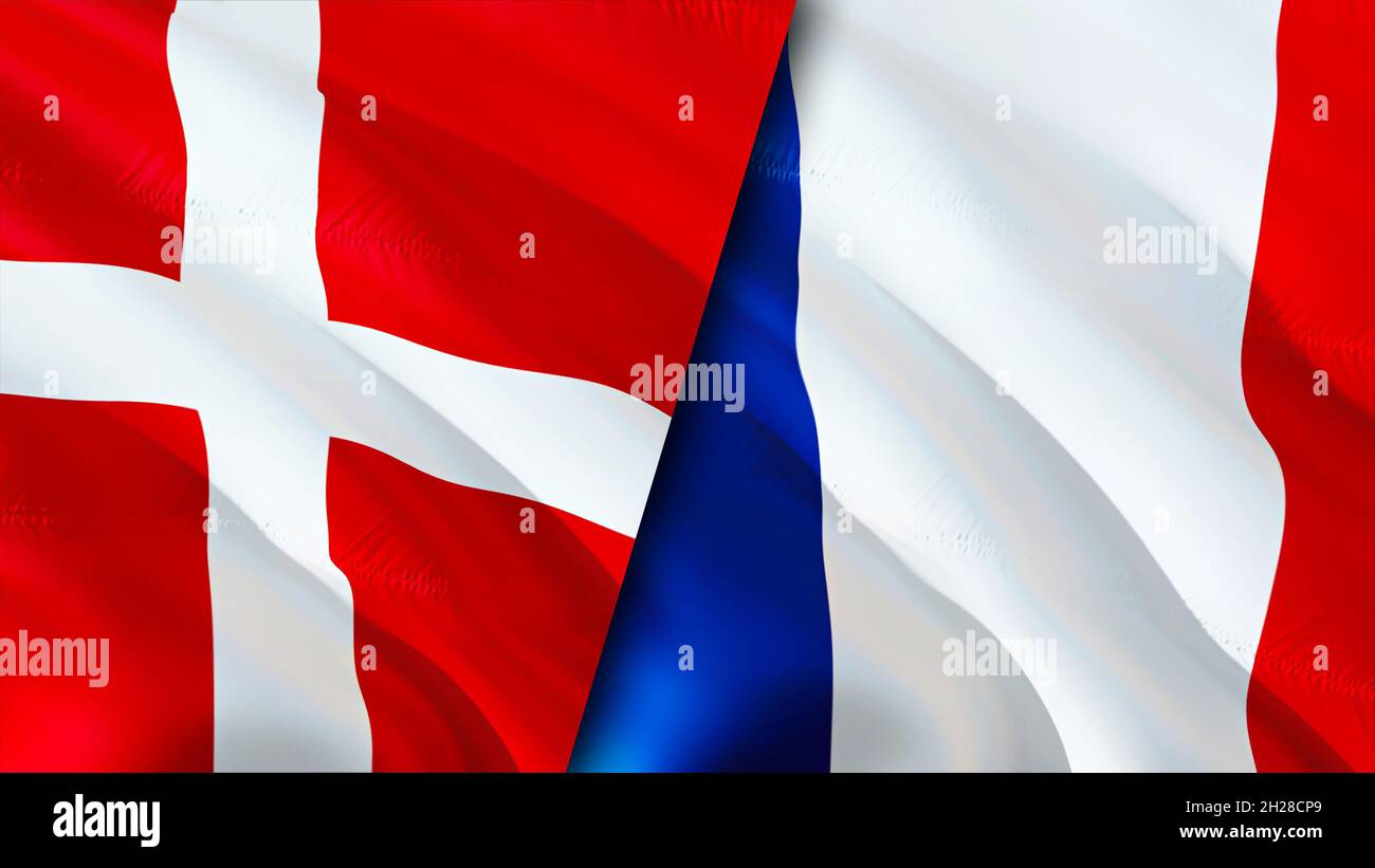 Denmark and France flags. 3D Waving flag design. France Denmark flag ...