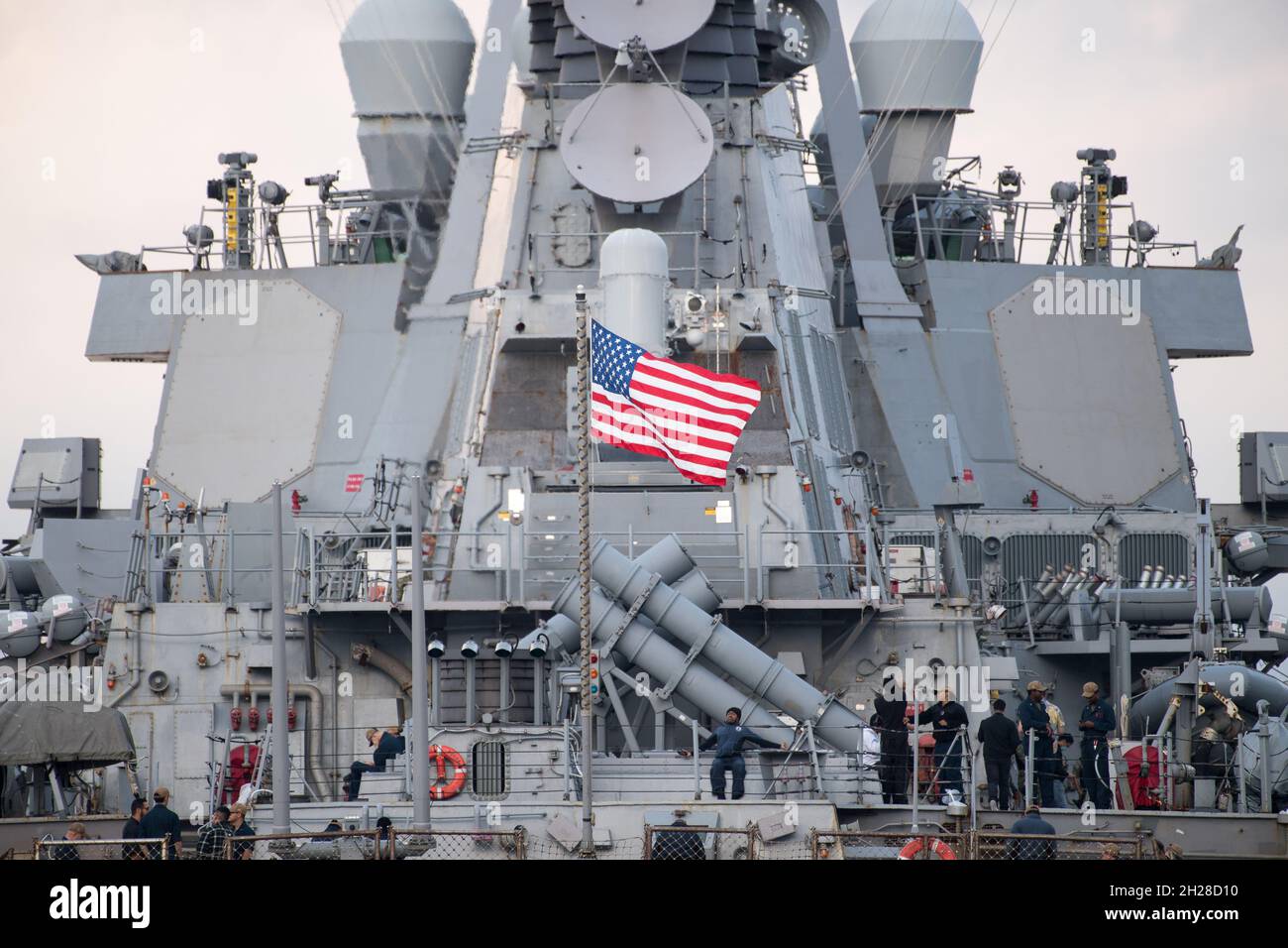 US Navy Arleigh Burke-class destroyer USS Arleigh Burke DDG-51 in port ...