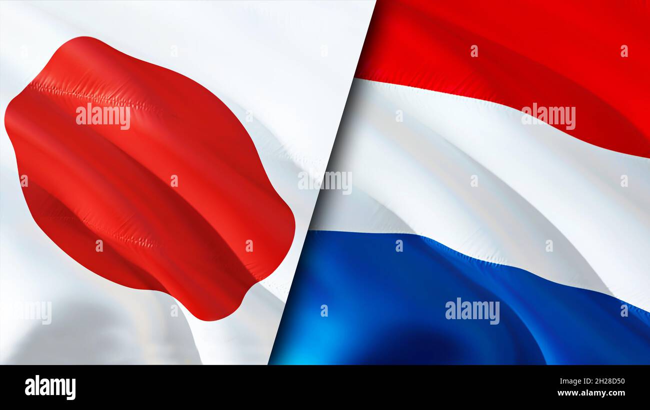 Japan and Netherlands flags. 3D Waving flag design. Japan Netherlands ...