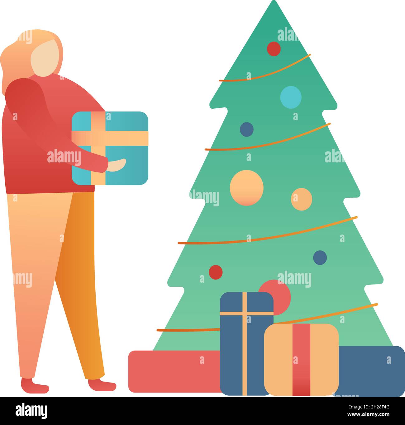 Woman present under tree Stock Vector Images - Alamy