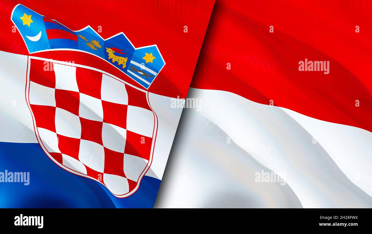 Croatia and Monaco flags. 3D Waving flag design. Monaco Croatia flag ...