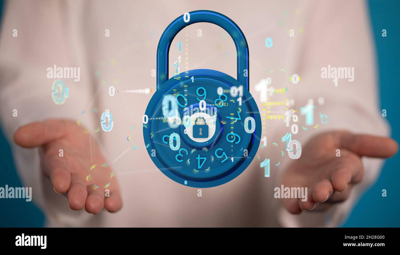 3D rendered certified guarantee approval or secure access system ...